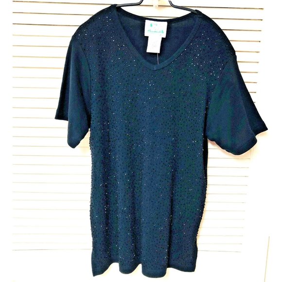 Quacker Factory | Tops | Nwt Quacker Factory Black Sweater Top Womens S ...